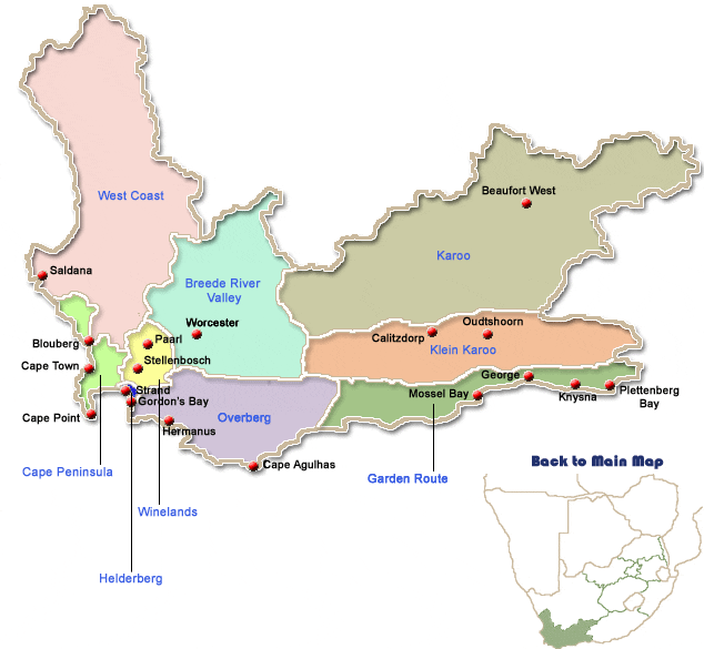 Western Cape Map Search | Western Cape Accommodation